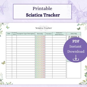 Sciatica Tracker Printable PDF | Symptom Tracker | Sciatica Symptoms ...