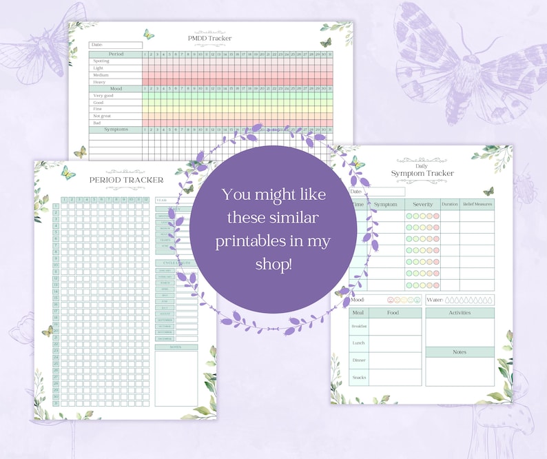 PMS Tracker Printable PDF Period Journal Symptom Tracker Premenstrual ...