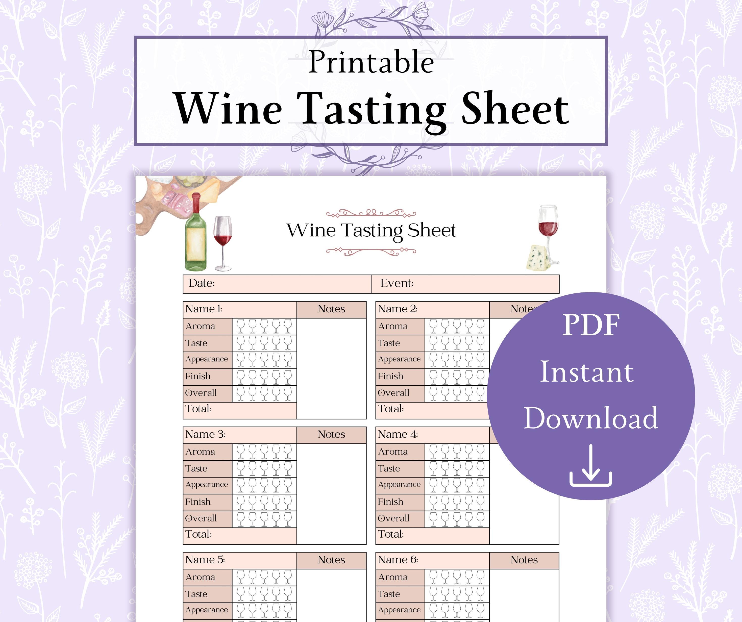 Fichas De Cata De Vinos A Ciegas Para Imprimir Pack De Cata De Vino A