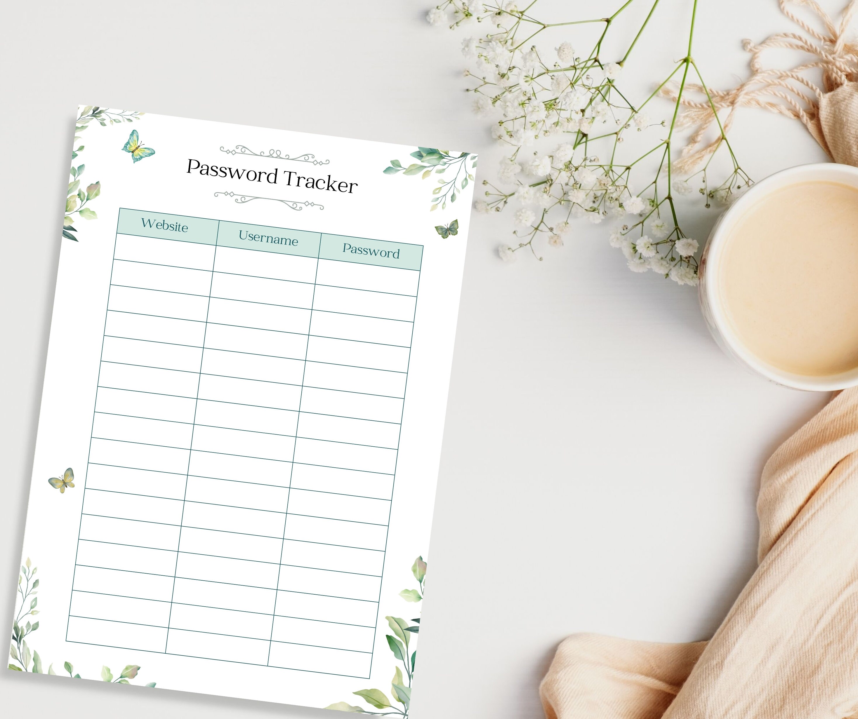 Password Tracker Printable PDF | Password Logbook | Password Keeper ...