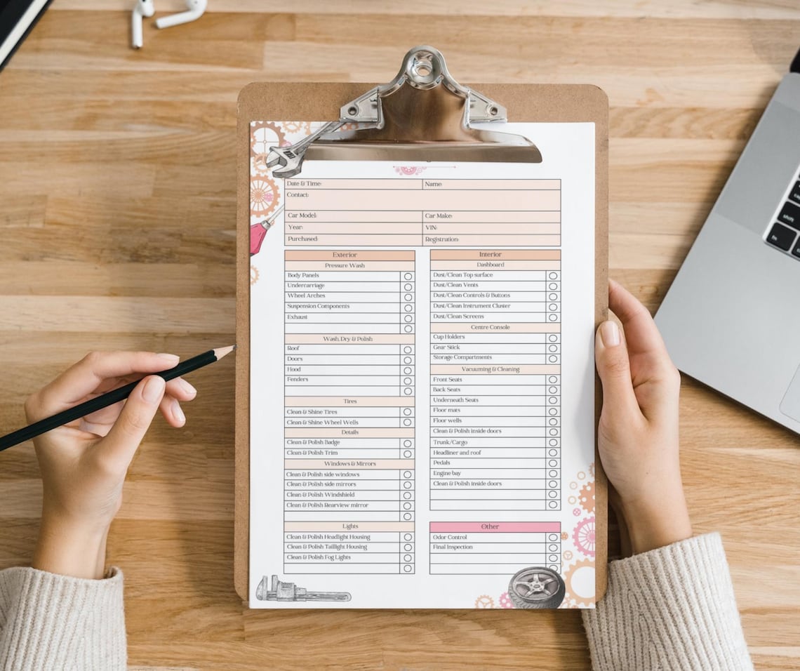Car Wash Checklist Printable PDF | Car Cleaning List | Vehicle Care Log ...