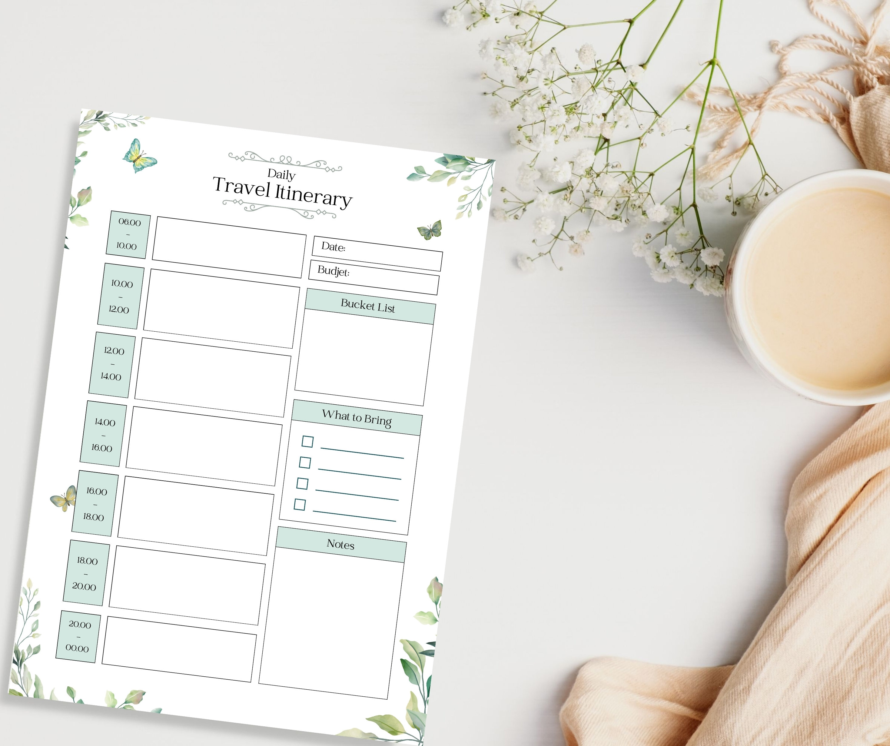 Daily Travel Itinerary Printable PDF Travel Planner Printable Daily ...