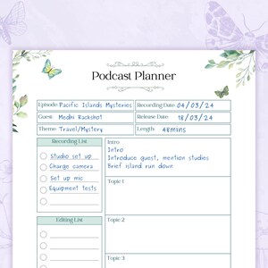 Podcast Planner Printable PDF | Content Creator | Social Media Planner ...