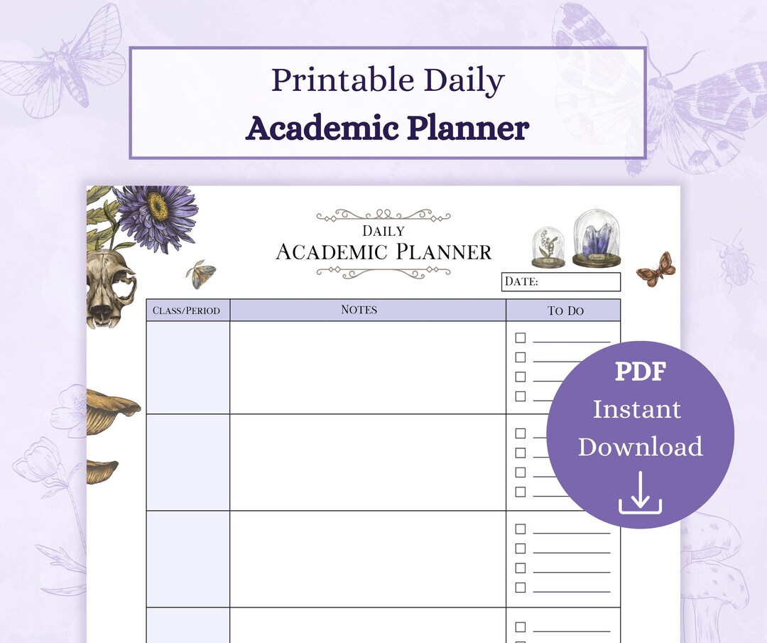 Academic Planner Printable PDF | Daily Witchy Planner | College Planner ...