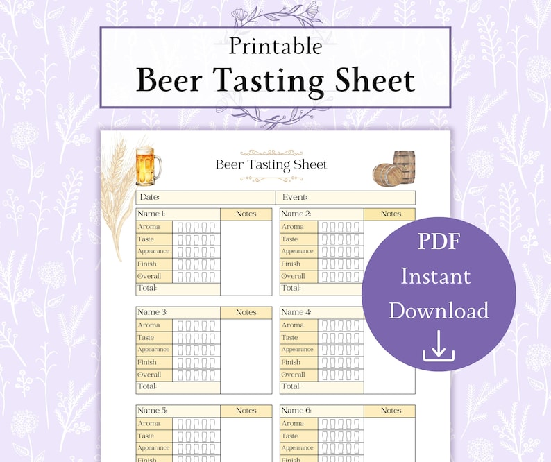 Beer Tasting Sheet Printable PDF | Beer Journal | Oktoberfest Games ...