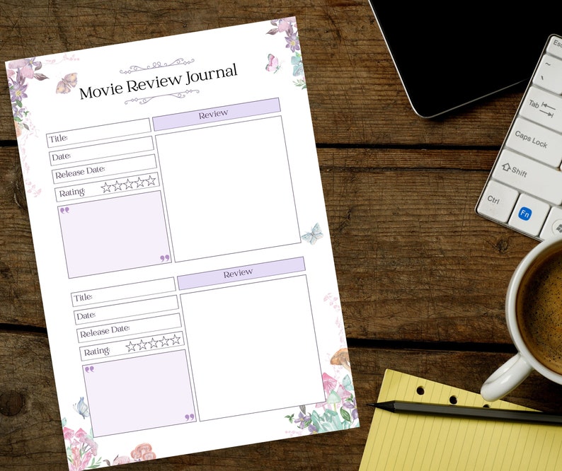 Movie Review Journal Printable PDF Movie Critic Film Journal Movie Log ...