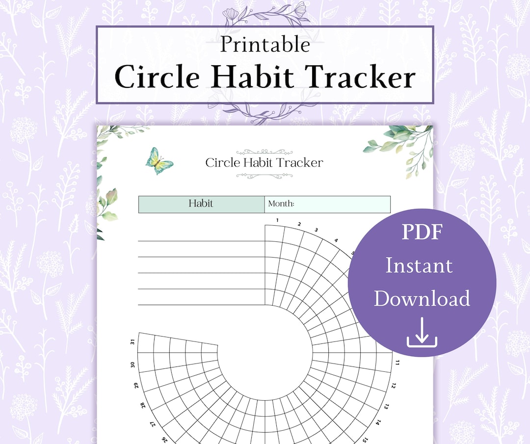 Circle Habit Tracker Printable PDF | Round Habit Tracker | 31 Day Habit ...