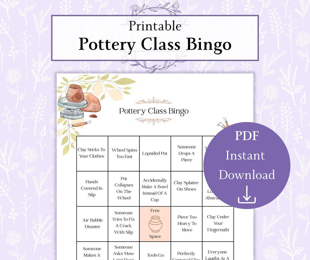 Pottery Class Bingo Printable PDF, Ceramics Bingo, Clay Class Activity ...