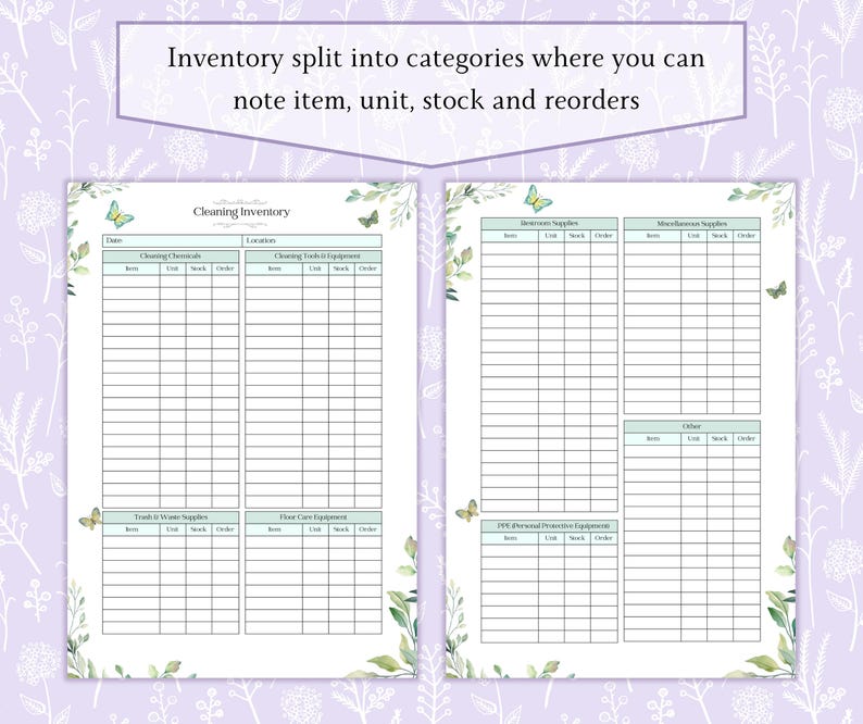 Cleaning Inventory Tracker Printable PDF | Cleaning Supply List ...