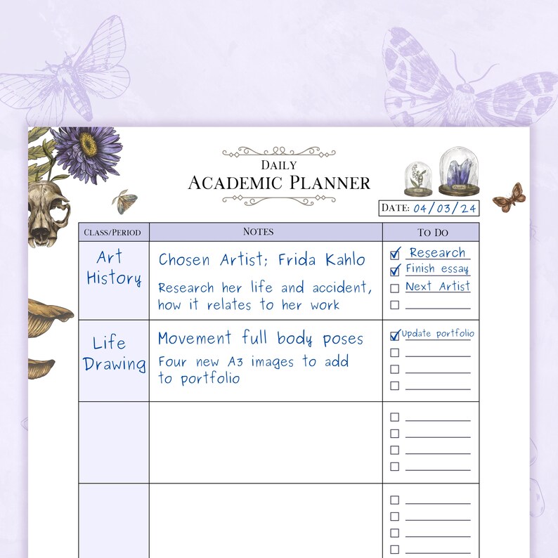 Academic Planner Printable PDF | Daily Witchy Planner | College Planner ...