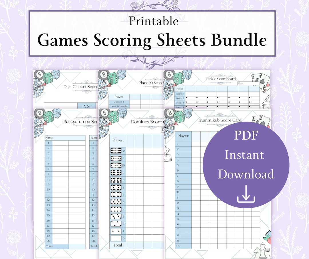 Games Scoreboard Sheets Printable PDF | Rummikub Score Card | Dominos ...