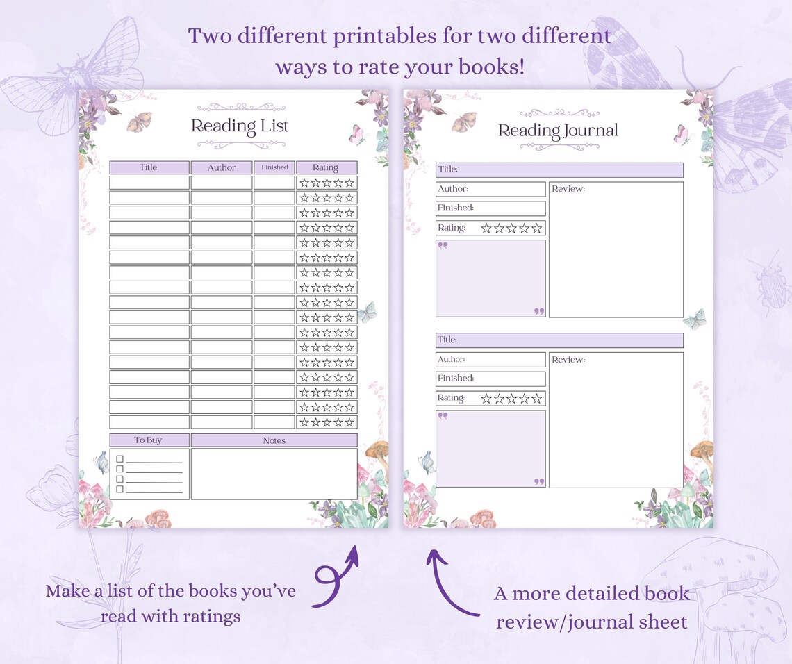 Book Tracker Bundle Printable PDF Reading Journal Reading Tracker Book ...