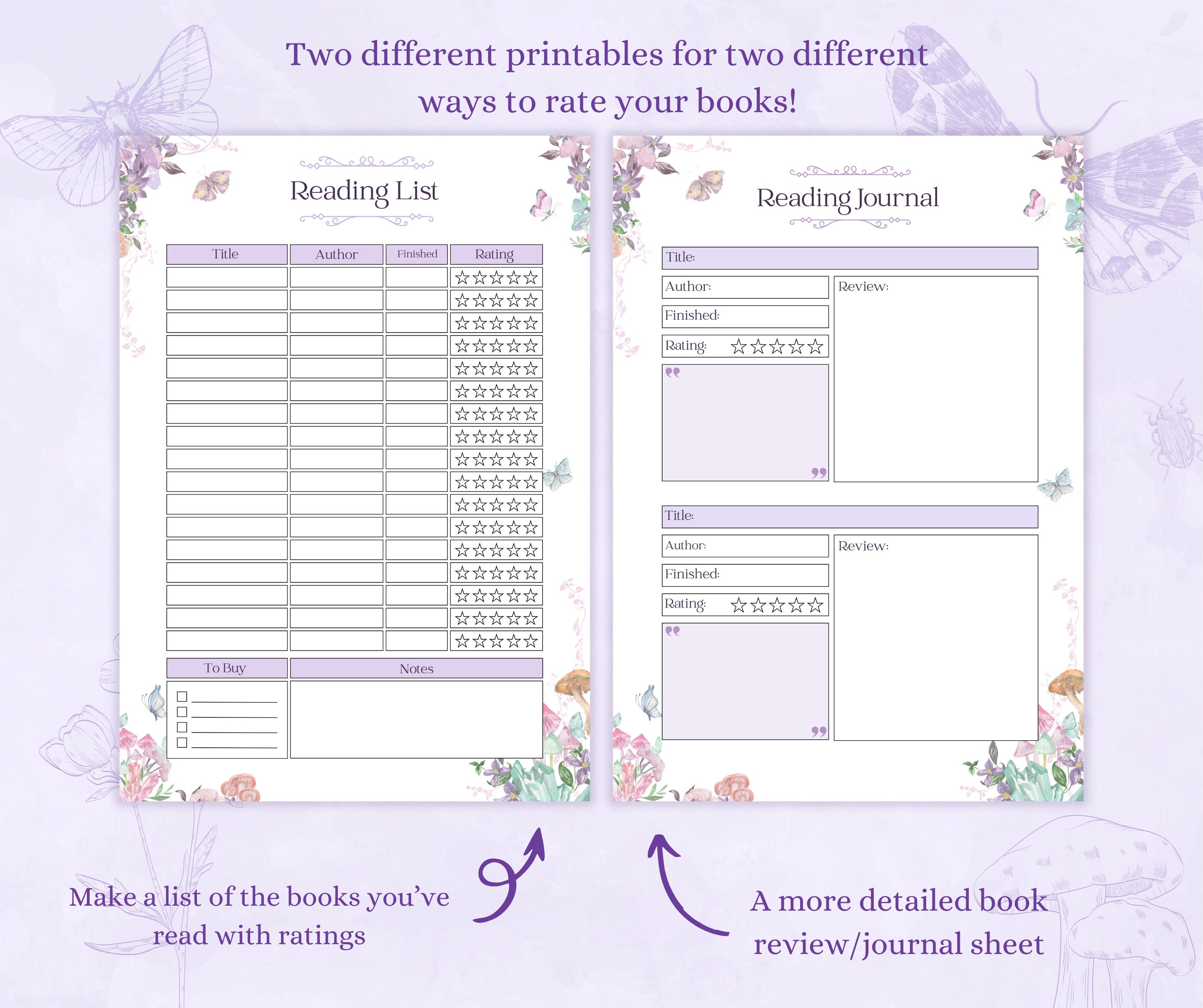 Book Tracker Bundle Printable PDF | Reading Journal | Reading Tracker ...