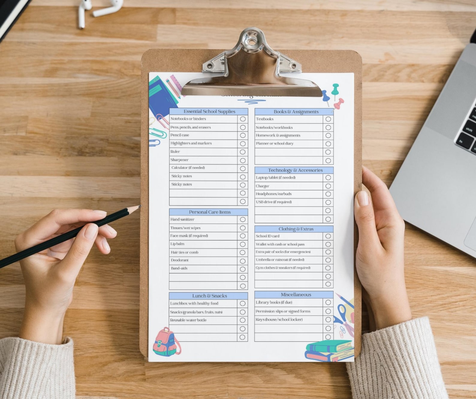 School Bag Checklist Printable PDF | School Backpack Packing List ...