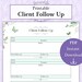 Client Follow up Tracker Printable PDF | Client Profile Communication ...