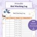 Bird Watching Log Printable PDF | Bird Nerd | Bird Diary | Bird ...