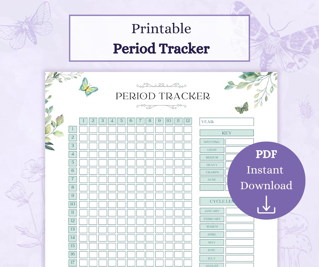 Period Tracker Printable PDF | Menstrual Chart | Period Journal ...