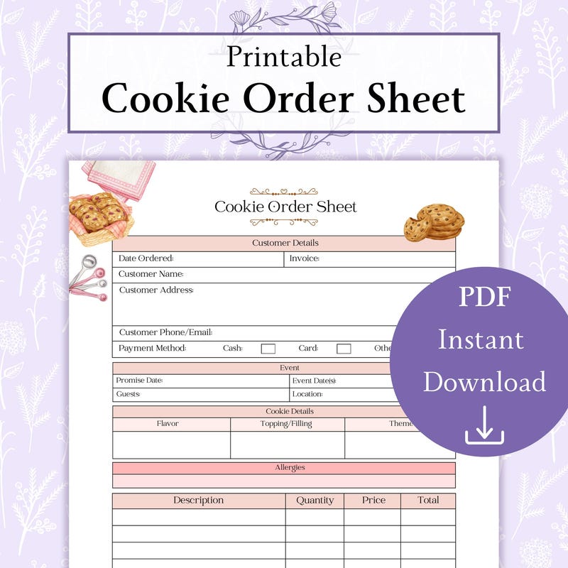 Cookie Order Form - Etsy