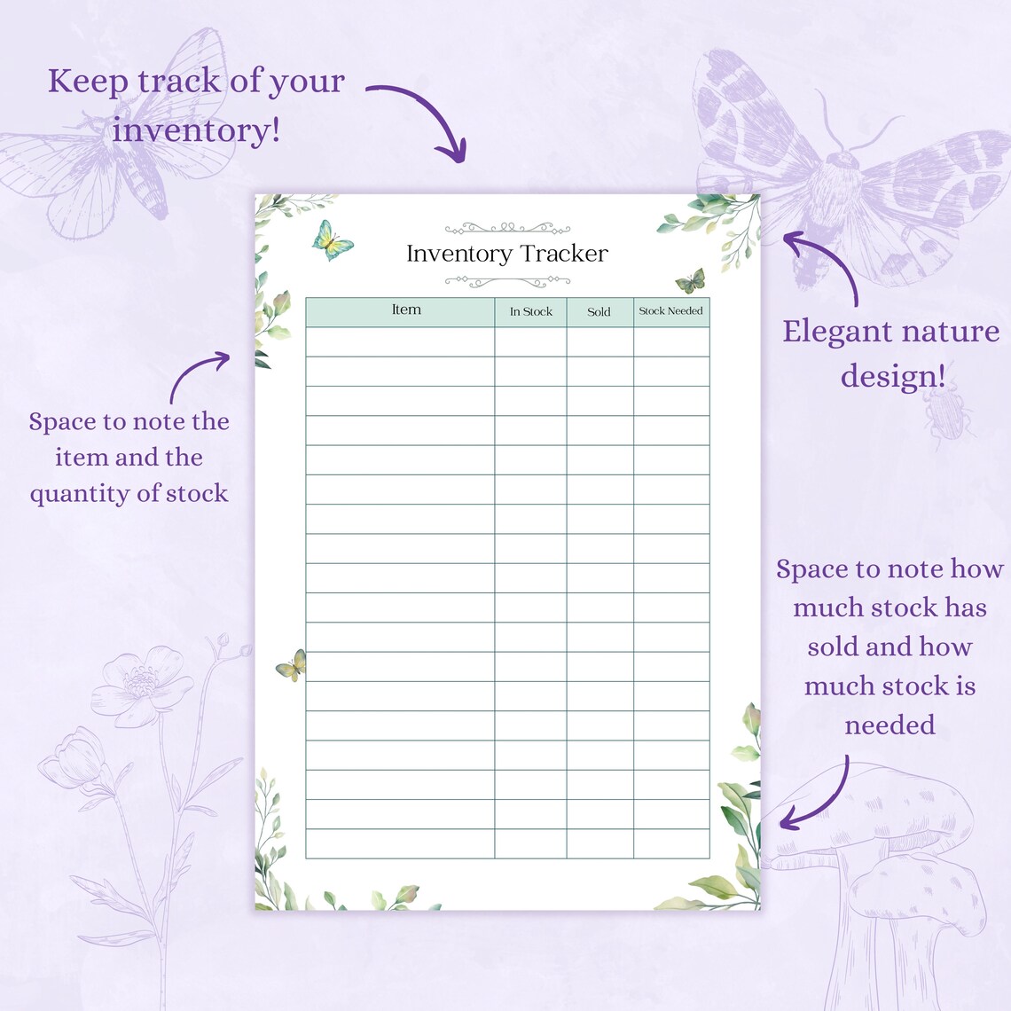 Inventory Tracker Printable PDF | Inventory Management | Order Tracker ...