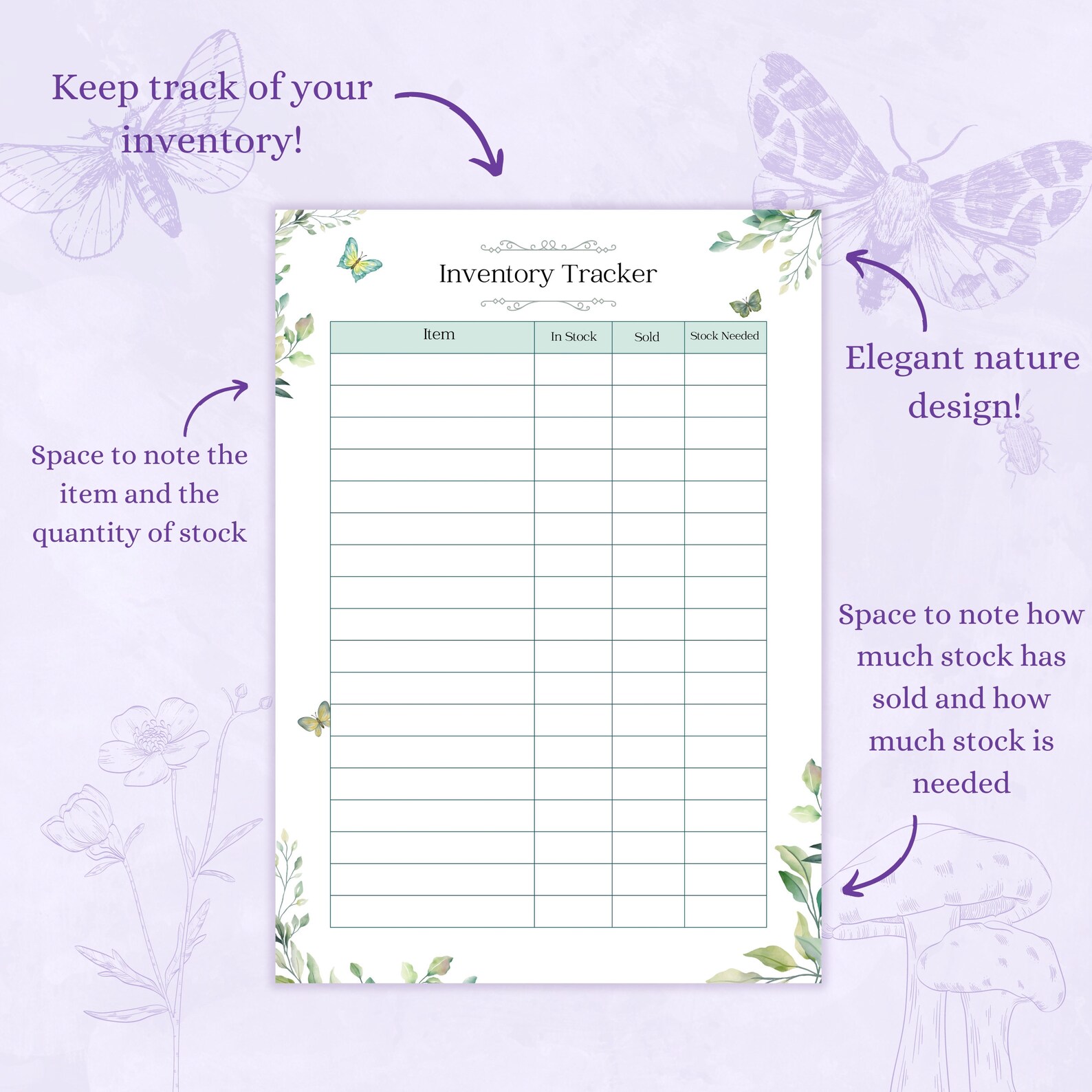 Inventory Tracker Printable PDF | Inventory Management | Order Tracker ...