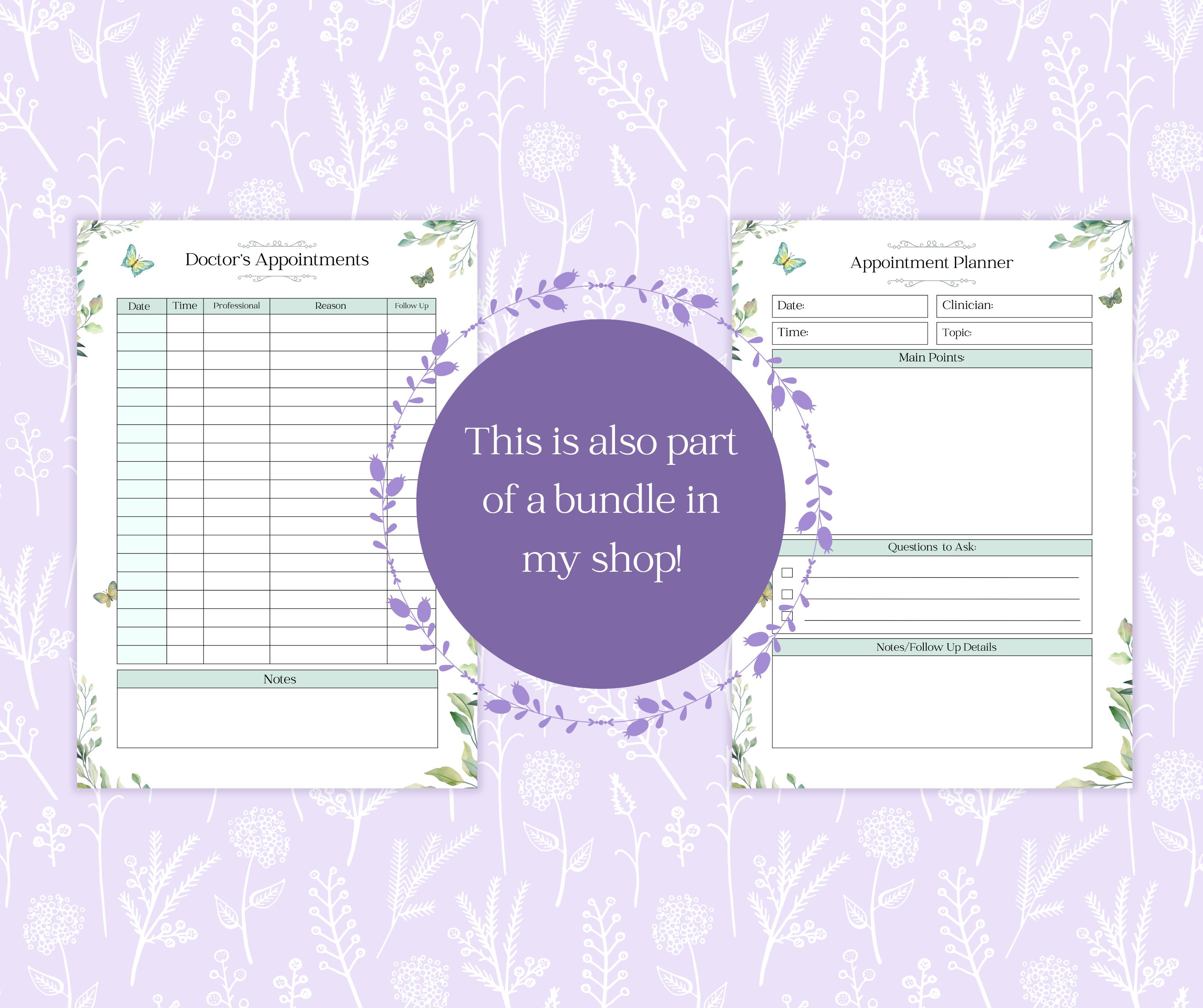 Appointment Tracker for Dr Appointments Printable PDF Doctor Visit ...
