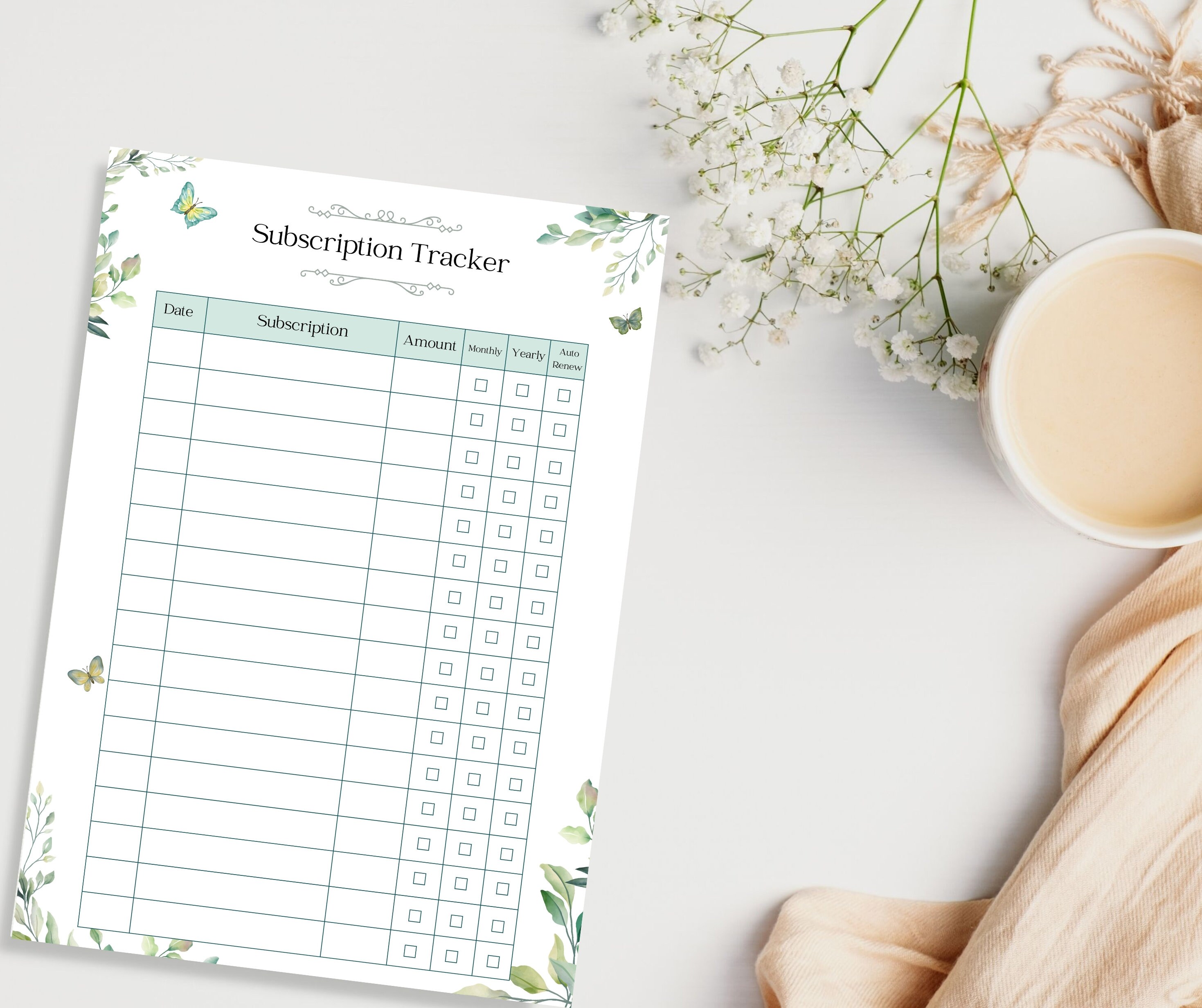 Subscription Tracker Printable PDF | Membership Tracker | Expense Log ...