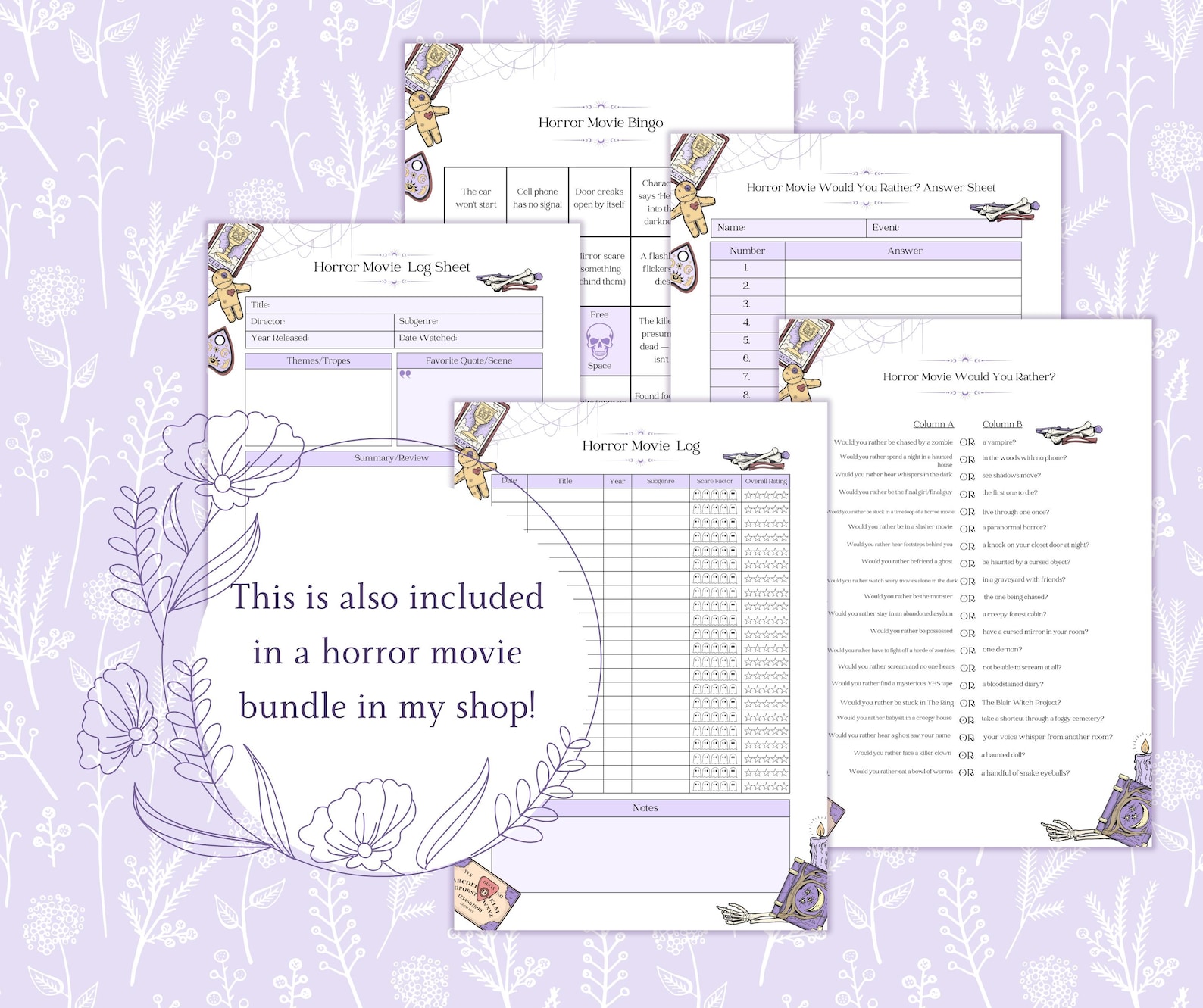 Horror Movie Log Printable PDF | Horror Logbook List | Movie Tracker ...
