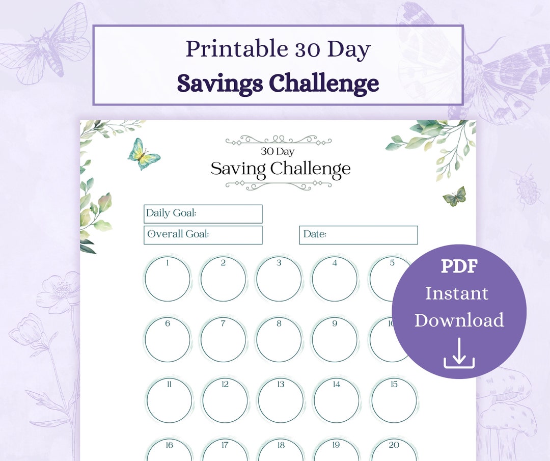 Saving Challenge Printable PDF | 30 Day Savings Challenge | Budget ...