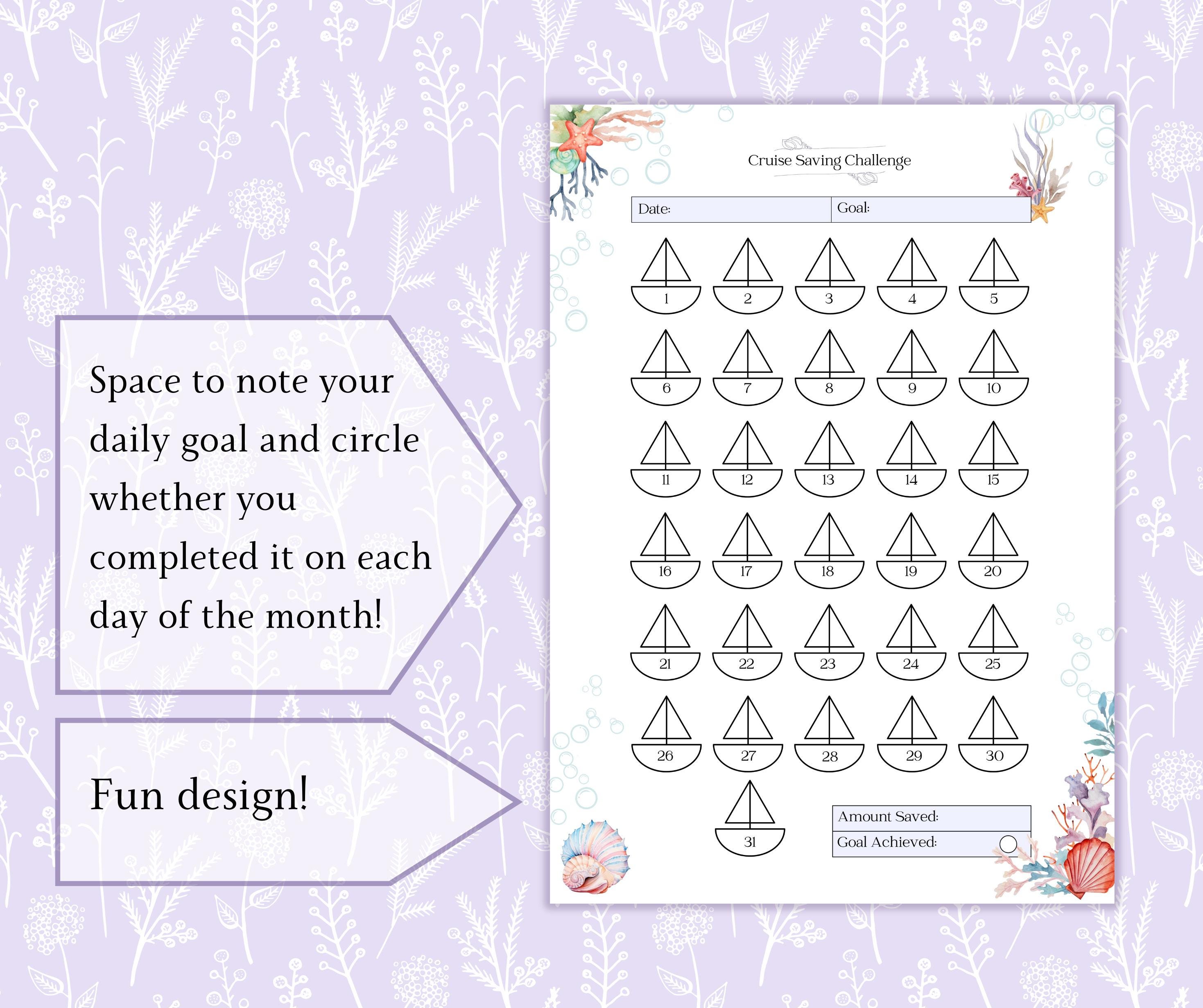 Cruise Savings Challenge Printable PDF | Cruise Budget Planner | 30 Day ...