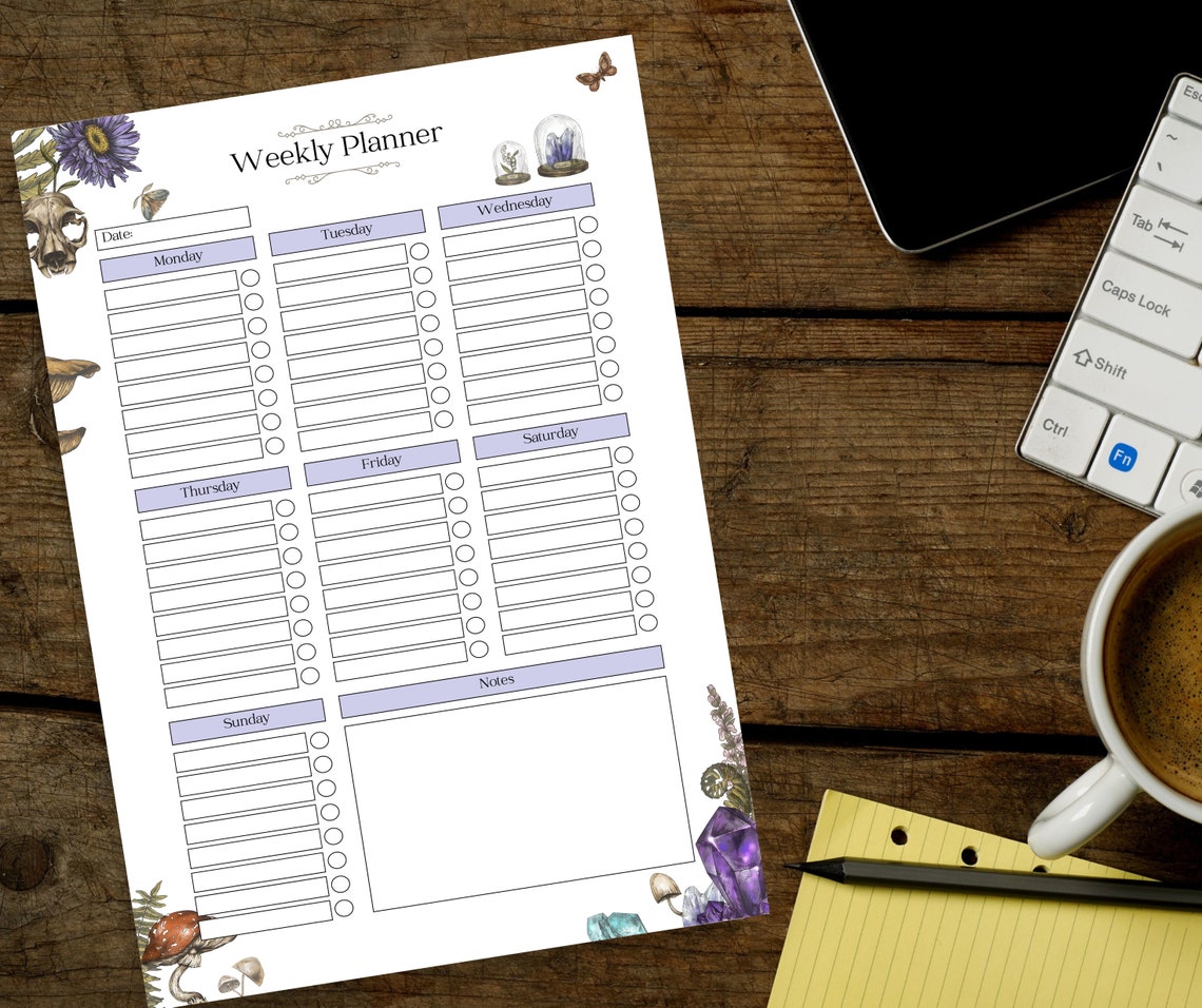 Weekly Witchy Planner Printable PDF | Task Tracker | Checklist Outline ...