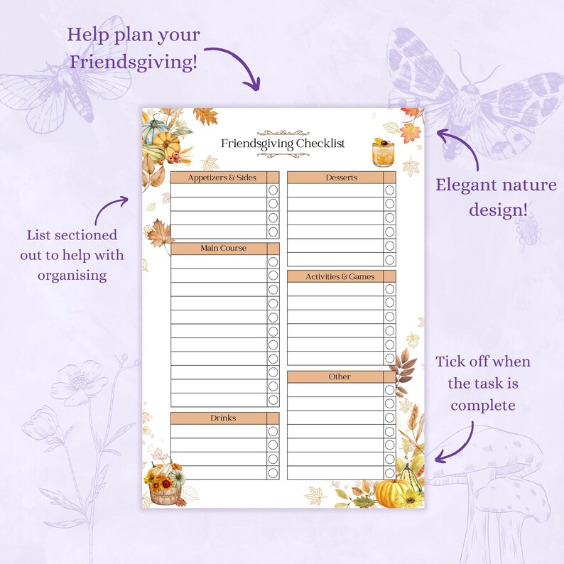 Friendsgiving Checklist Printable PDF | Thanksgiving Checklist ...