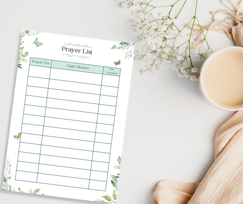 Prayer List Printable PDF | Worship Log | Prayer Journal | Bible Study ...