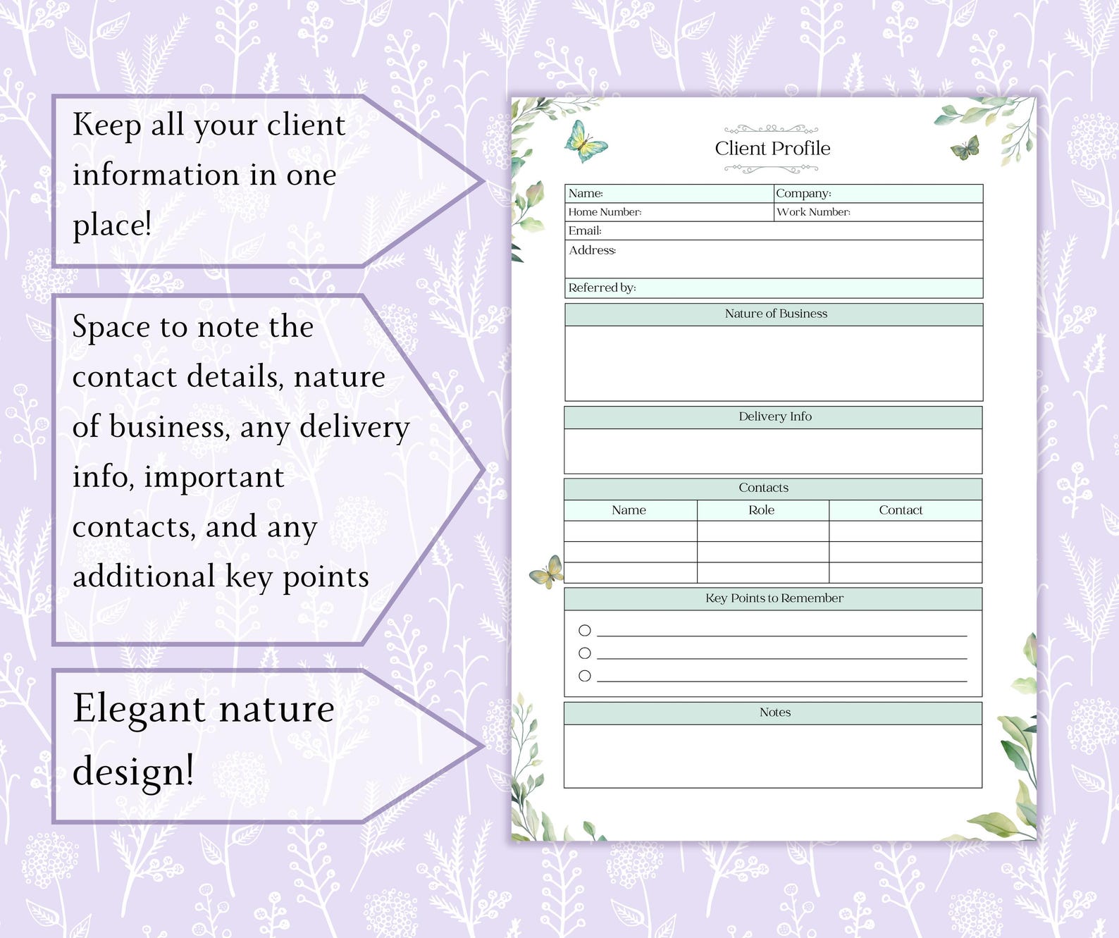 Client Profile Printable PDF | Contact List | Customer Database ...