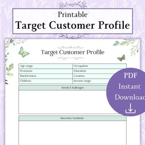 Target Customer Profile Printable PDF | Ideal Customer Database ...
