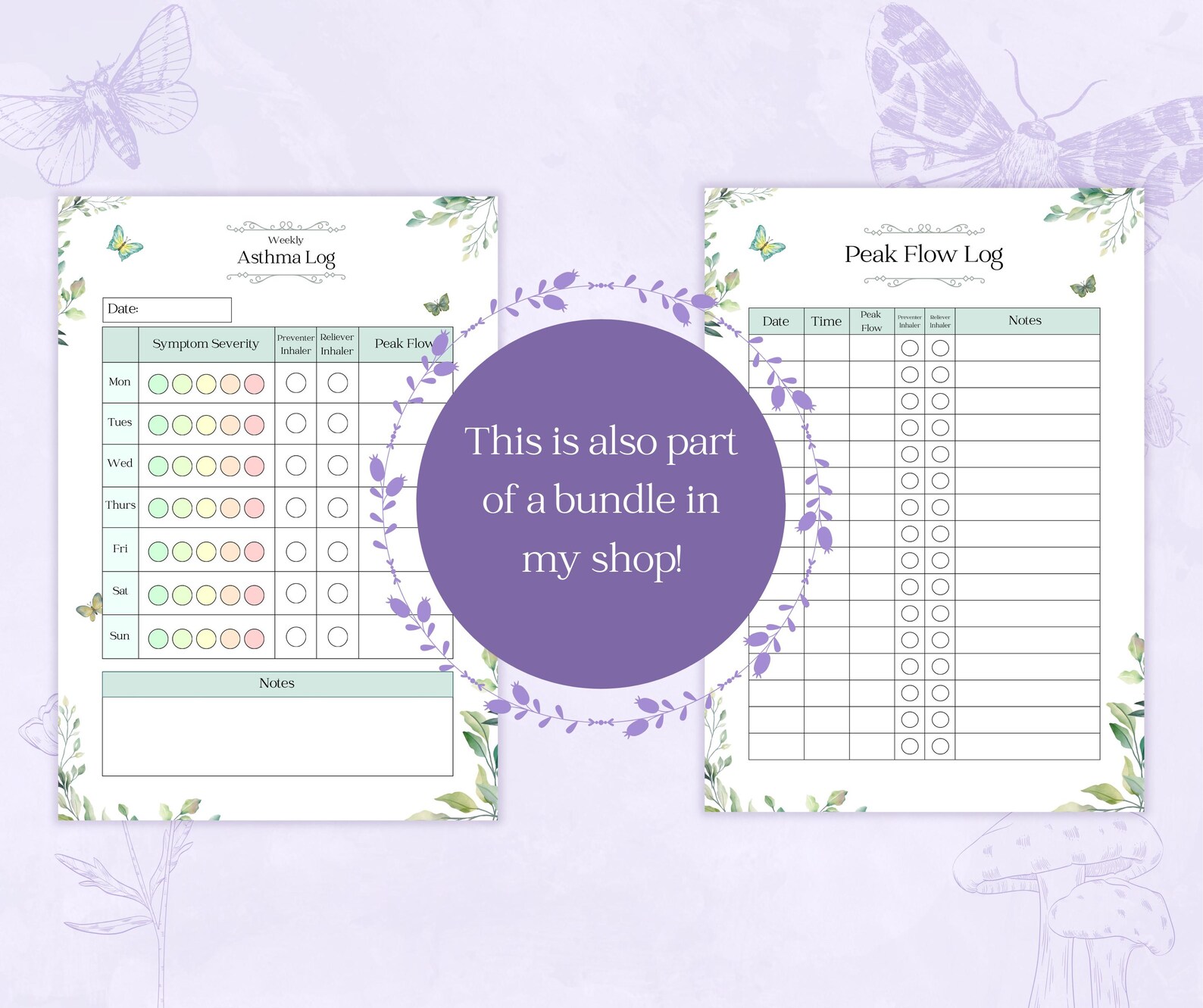 Peak Flow Log Printable PDF | Peak Flow Chart | Asthma Tracker ...