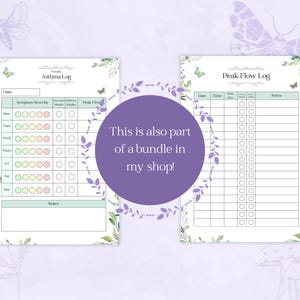 Peak Flow Log Printable PDF | Peak Flow Chart | Asthma Tracker ...