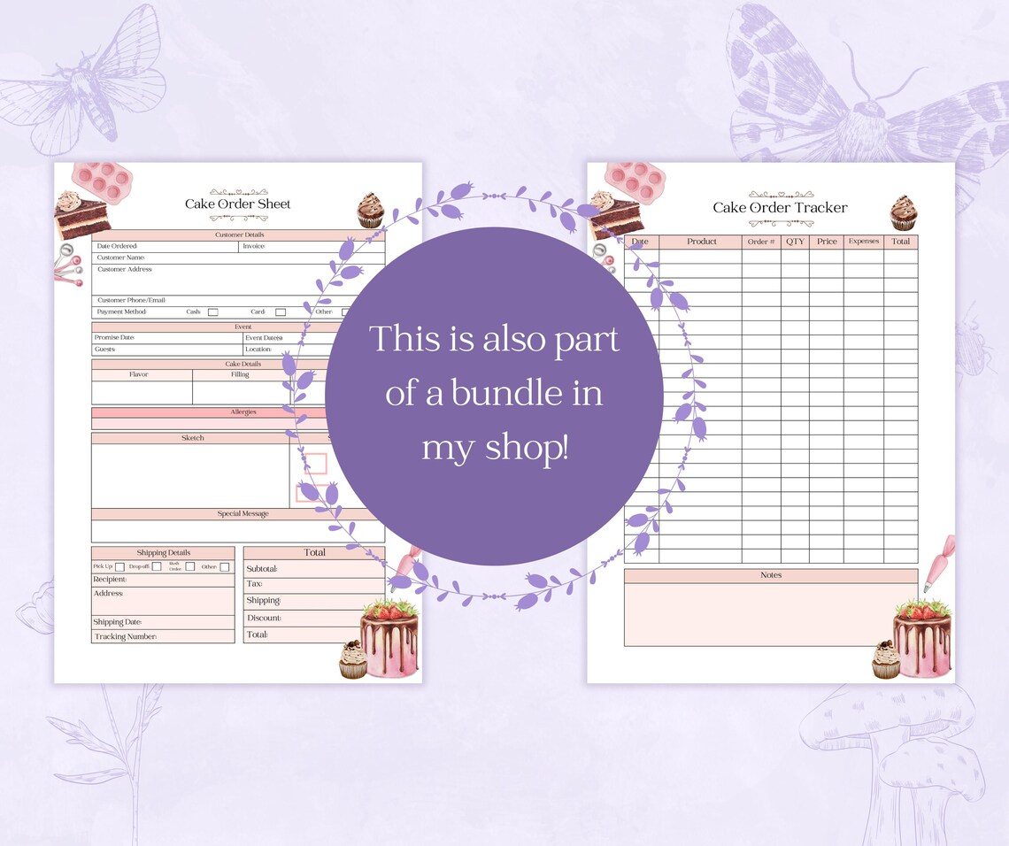 Cake Sales Tracker Printable PDF | Food Order Tracker | Cake Order ...