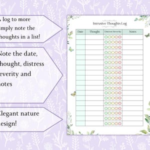 Intrusive Thoughts Tracker Bundle Printable PDF | Intrusive Thoughts ...