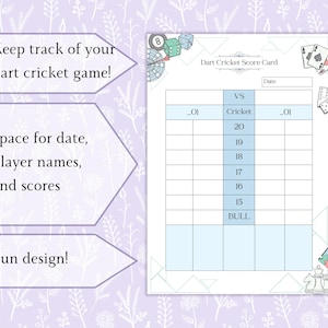 Dart Cricket Scorecard Sheet Printable PDF | Scoreboard Template | Dart ...