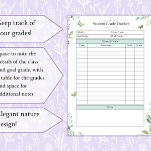 Student Grade Tracker Printable PDF | Student Profile Grade Log ...