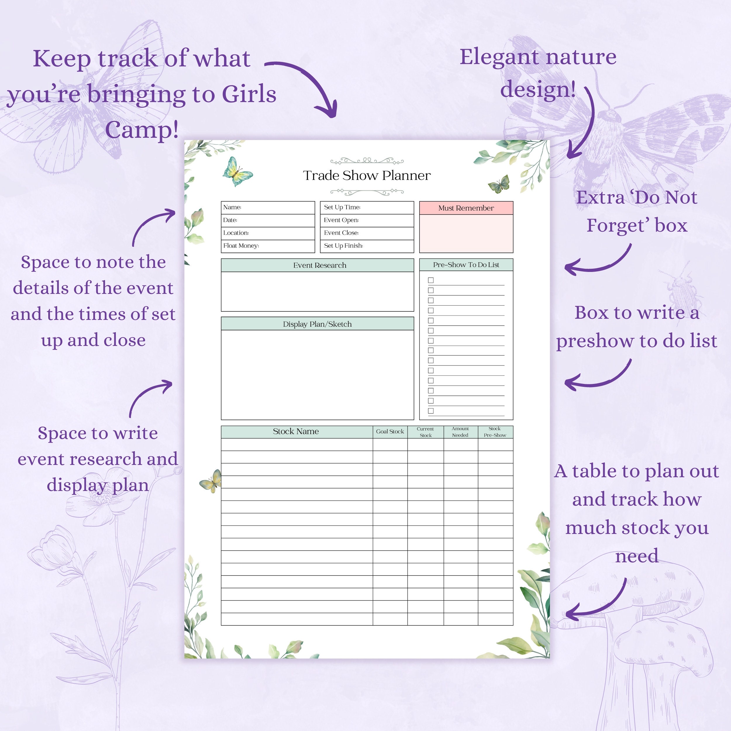 Trade Show Tracker Bundle Printable PDF | Craft Fair Tracker | Trade ...