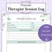 Therapist Session Log Printable PDF | Post Session Notes | Therapy ...