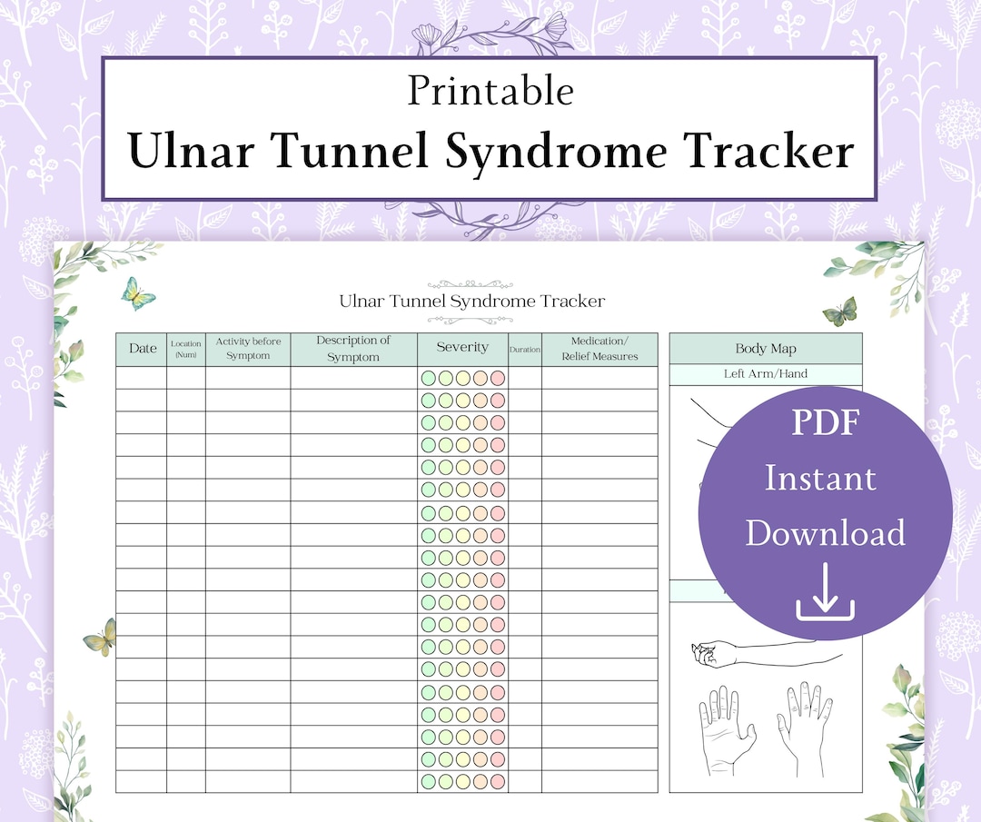 Ulnar Tunnel Syndrome Tracker Printable PDF | Symptom Chart | Ulnar ...