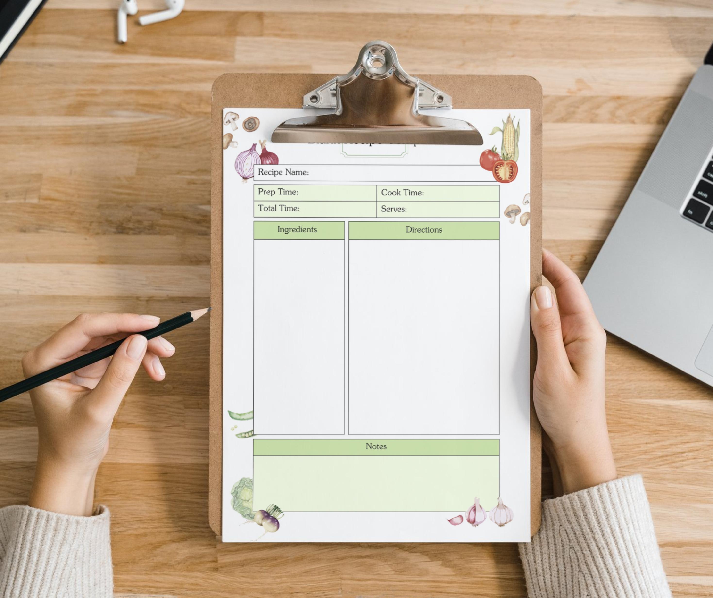 Blank Recipe Template Printable PDF | 1 Recipe per Page | Recipe ...