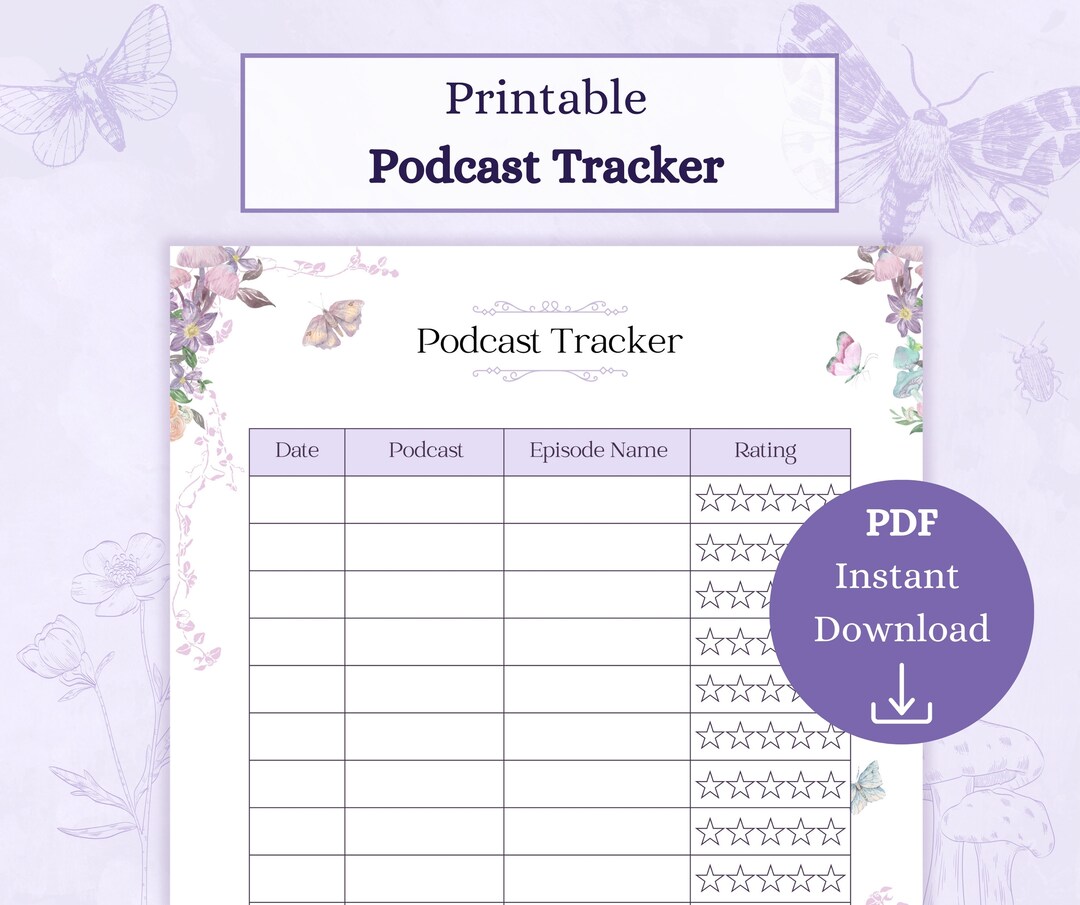 Podcast Tracker Printable PDF | Podcast Plan | Listening Journal ...