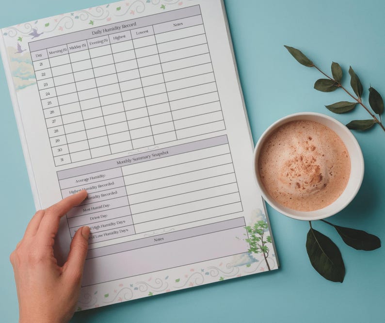 Humidity Tracker Printable PDF, Monthly Humidity Log, Indoor & Outdoor ...