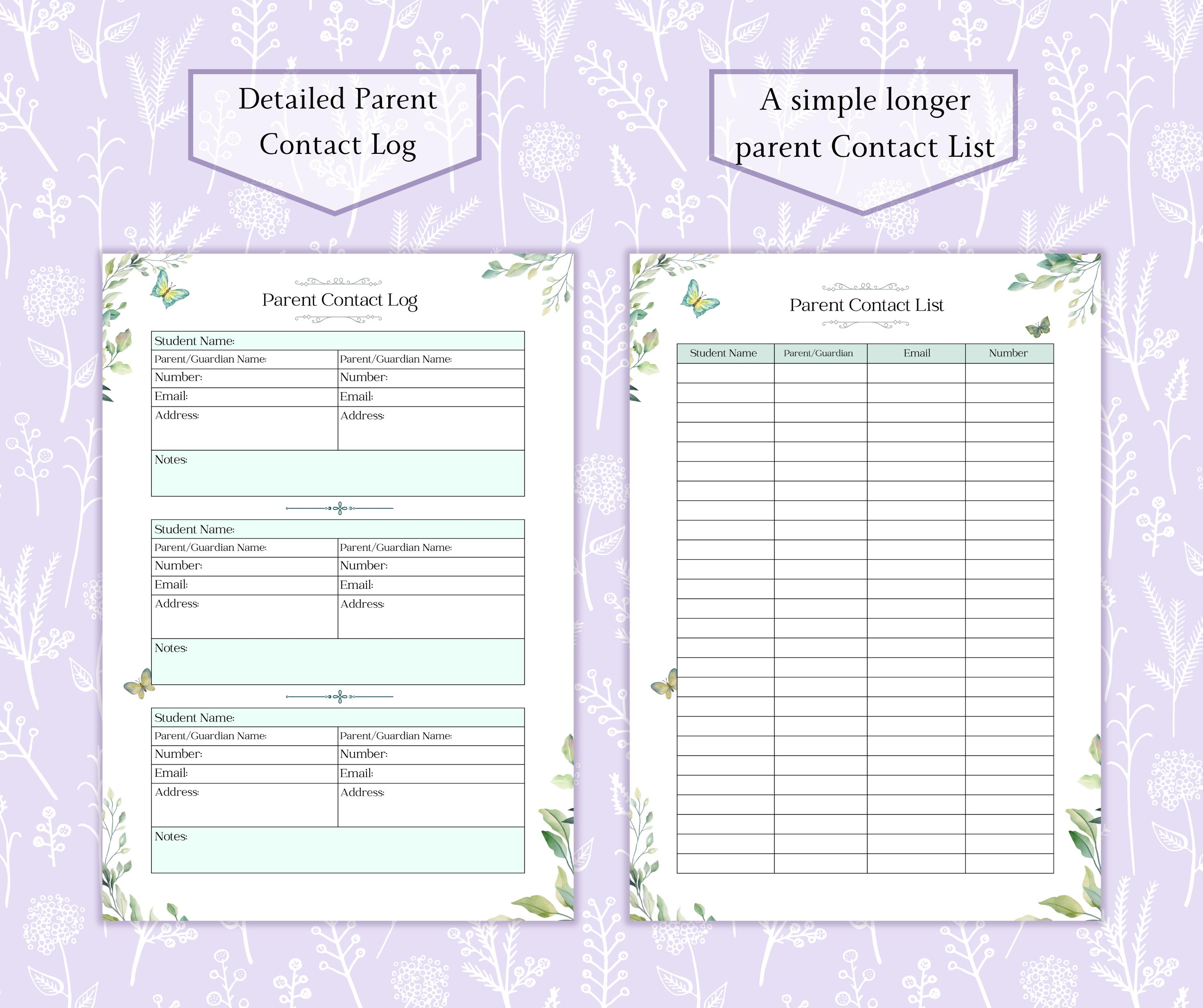 Parent Communication Log Bundle Printable PDF | Parent Contact Log ...