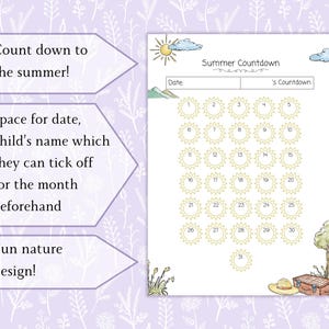 Summer Countdown for Kids Printable PDF | Summer Bucket List - Etsy