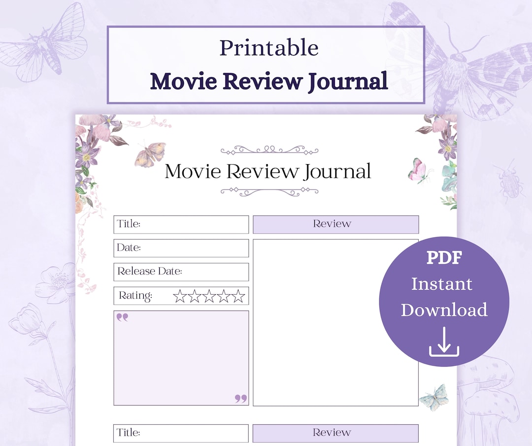 Movie Review Journal Printable PDF | Movie Critic | Film Journal ...