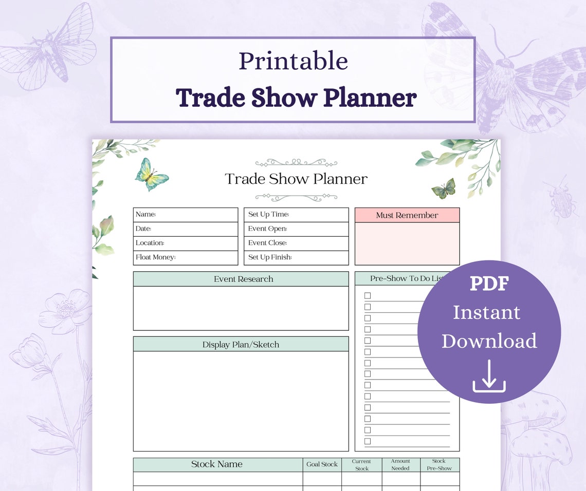 Trade Show Planner Printable PDF | Craft Fair Planner | Small Business ...